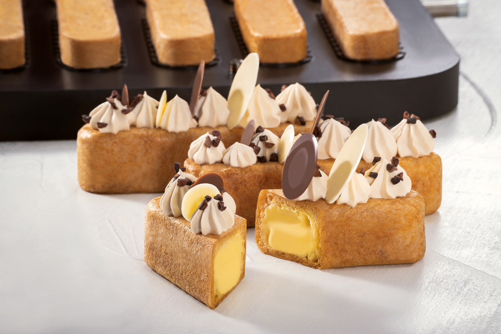 Plate for pâte à choux Cookmatic cube shape round éclair CHOUX04